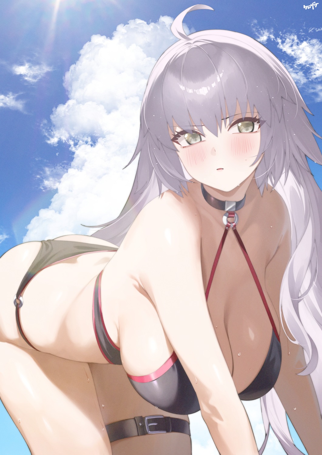 kurozawa yui fate/grand order jeanne d'arc jeanne d'arc alter (fate) bikini garter swimsuits wet ...